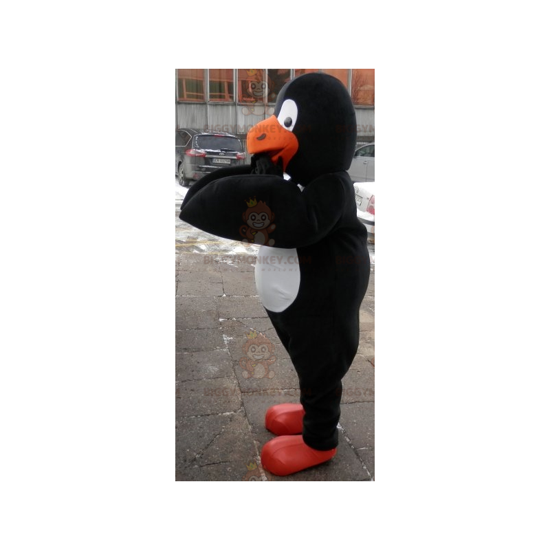 Black White Orange Penguin BIGGYMONKEY™ Mascot
