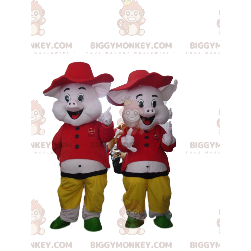 2 mascot BIGGYMONKEY™s of pigs from the cartoon