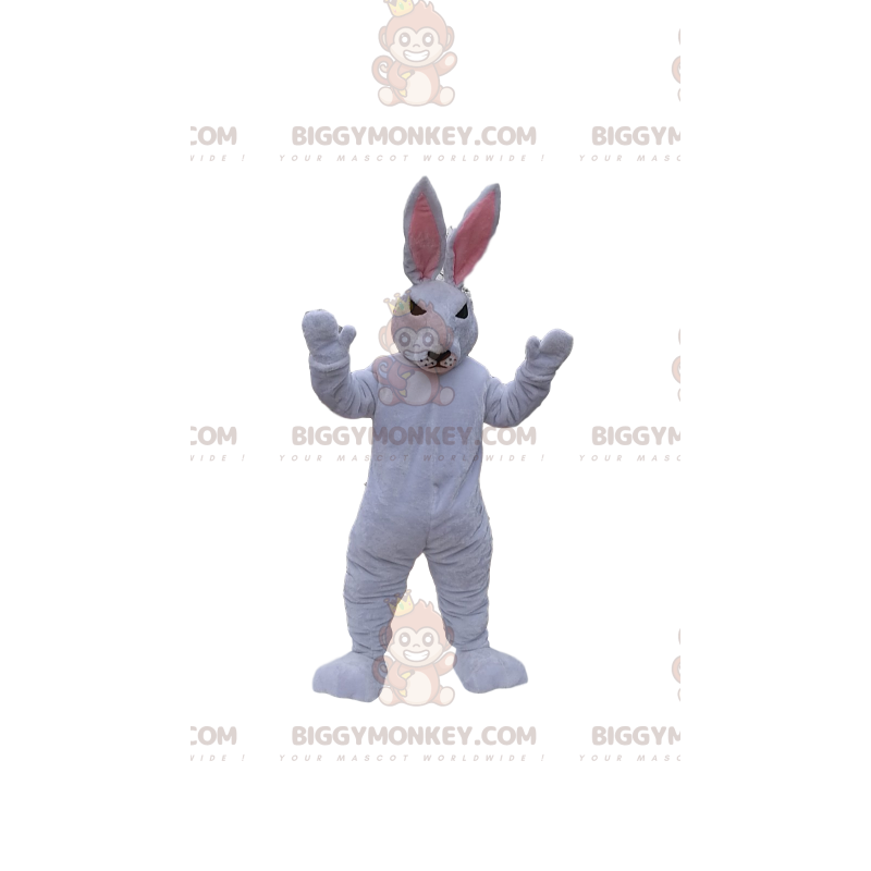 White and Blue Rabbit BIGGYMONKEY™ Mascot Costume Sizes L (175-180CM)