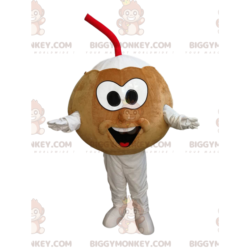 Coconut BIGGYMONKEY™ Mascot Costume with Red and